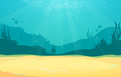 Underwater cartoon background with fish sand Vector Image