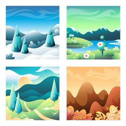 Four seasons landscape with trees Royalty Free Vector Image