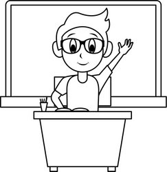Students kids in school cartoon black and white Vector Image