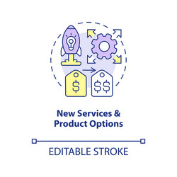 New services and product options blue concept icon