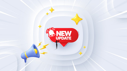 New update banner red speech bubble with bell Vector Image