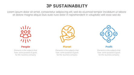 3p sustainability triple bottom line infographic Vector Image