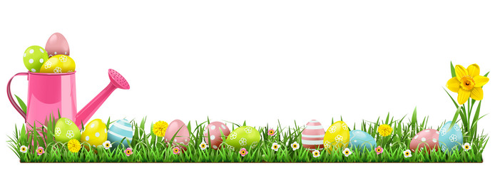 Bright easter border with colorful paper cut eggs Vector Image