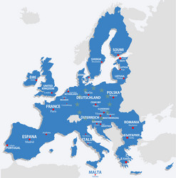 European union countries map eu member country Vector Image