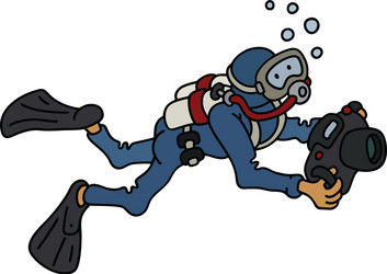 Funny divers cartoon standing with smiling Vector Image