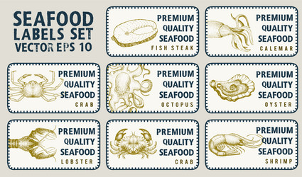 Seafood restaurant labels badges and icons Vector Image