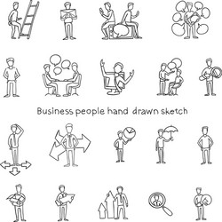 Stick figures office people teamwork hand drawn Vector Image