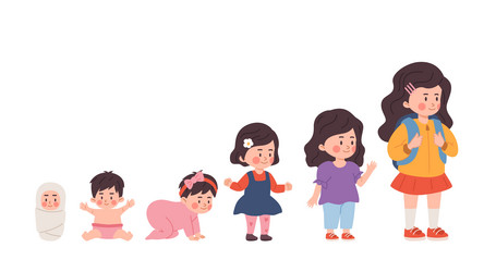 Baby boy growth process from infant to schoolchild