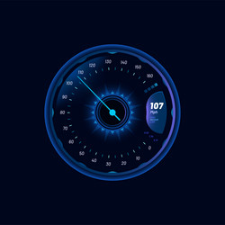 Blue speedometer neon dial car speed dashboard Vector Image