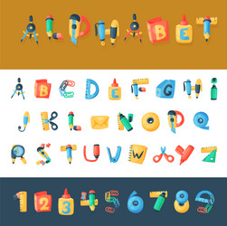 Alphabet stationery letters abc font Royalty Free Vector