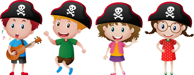 Children set of 4 kids smiling boys and girls Vector Image