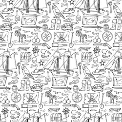 Hand drawn pirate seamless pattern Royalty Free Vector Image