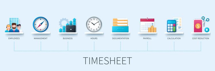 Timesheet infographics linear icons collection Vector Image