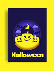 Cute halloween pumpkin card Royalty Free Vector Image