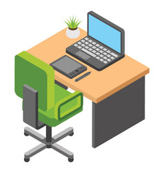 Computer desk icon cartoon style Royalty Free Vector Image