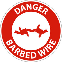 Notice sign barbed wire on white background Vector Image