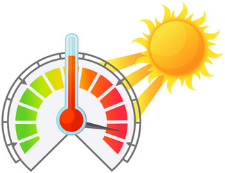 Thermometer with rising temperatures in hot Vector Image