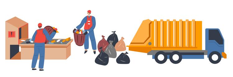 Man garbage collector collecting and sorting waste