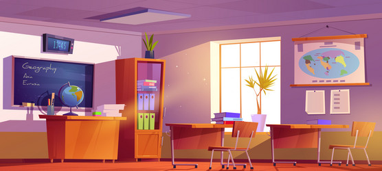 School classroom interior Royalty Free Vector Image