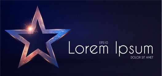 Gold star sign with glitter and light effect win Vector Image