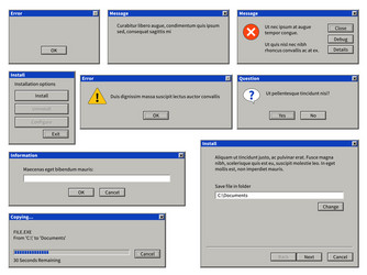 Old web ui retro windows user interface alert Vector Image