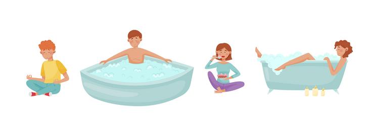 People characters relieve stress and relax Vector Image