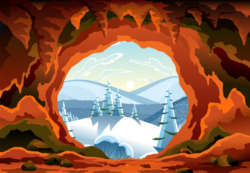 Cave landscape summer nature scene Royalty Free Vector Image