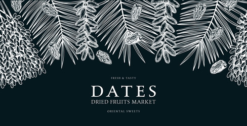 Hand drawn border design with date palm leaves Vector Image