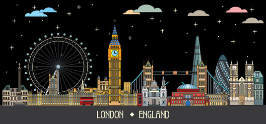 London colorful line art 5 Royalty Free Vector Image