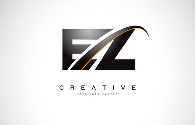 Ez letter design with brush stroke and modern 3d Vector Image