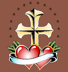 Cross and rose design Royalty Free Vector Image