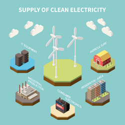 Electric power isometric icons energy generator Vector Image