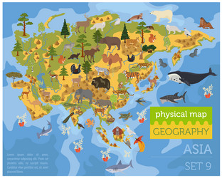 Flat asian flora and fauna map constructor Vector Image