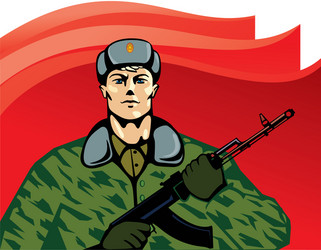 Russian special forces soldier and kalashnikov Vector Image