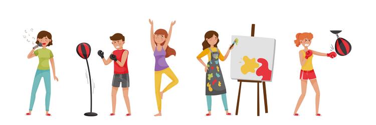 People characters relieve stress and relax Vector Image