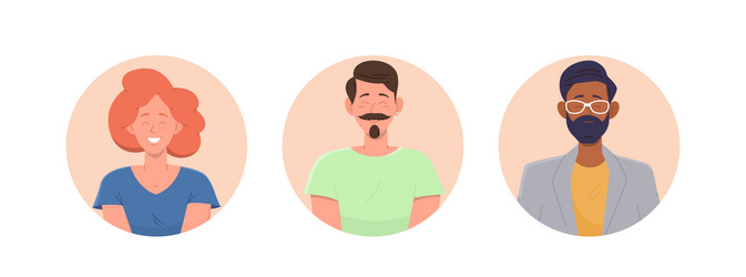 Set of people avatars round icons with faces Vector Image