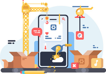 Mobile app building development creative process Vector Image