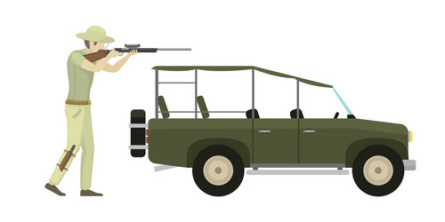 Cartoon of hunter aiming rifle Royalty Free Vector Image