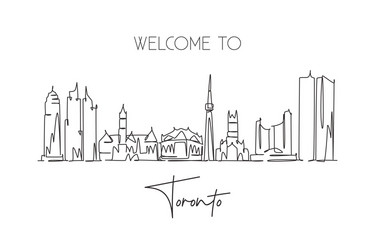 One continuous line drawing of toronto city Vector Image