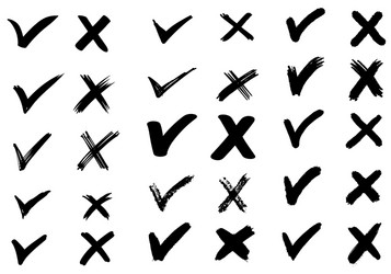 Set hand drawn check v signs isolated Royalty Free Vector