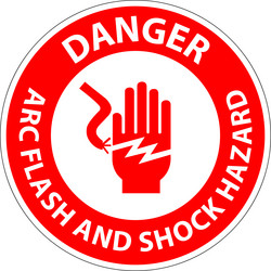 Safety first floor sign arc flash and shock hazard