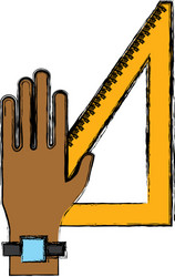 Hand with ruler Royalty Free Vector Image - VectorStock