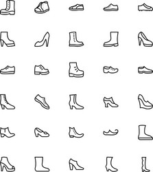 Sneakers shoes outline line stroke icons set Vector Image