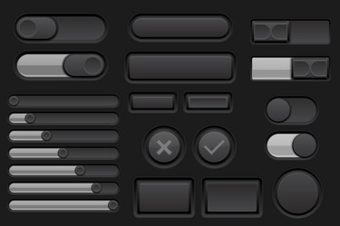 Black interface buttons 3d set of ui icons Vector Image
