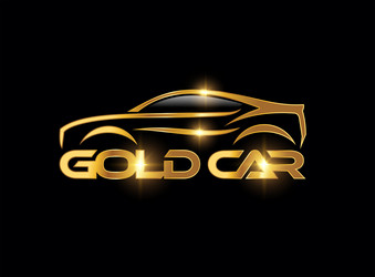 Golden car logo sign Royalty Free Vector Image