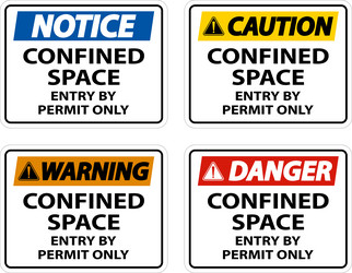 Warning confined space entry by permit only sign Vector Image