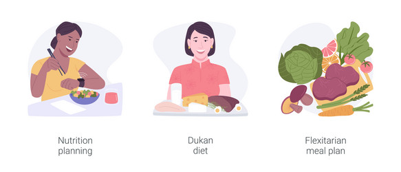 Flexitarian meal plan isolated cartoon Royalty Free Vector