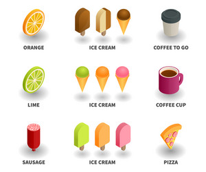 Simple set of 3d isometric icons Royalty Free Vector Image