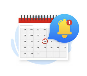 Reminder in calendar calendar with clock alert Vector Image