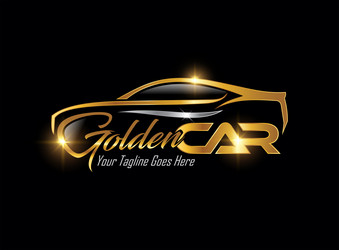 Golden car logo sign Royalty Free Vector Image